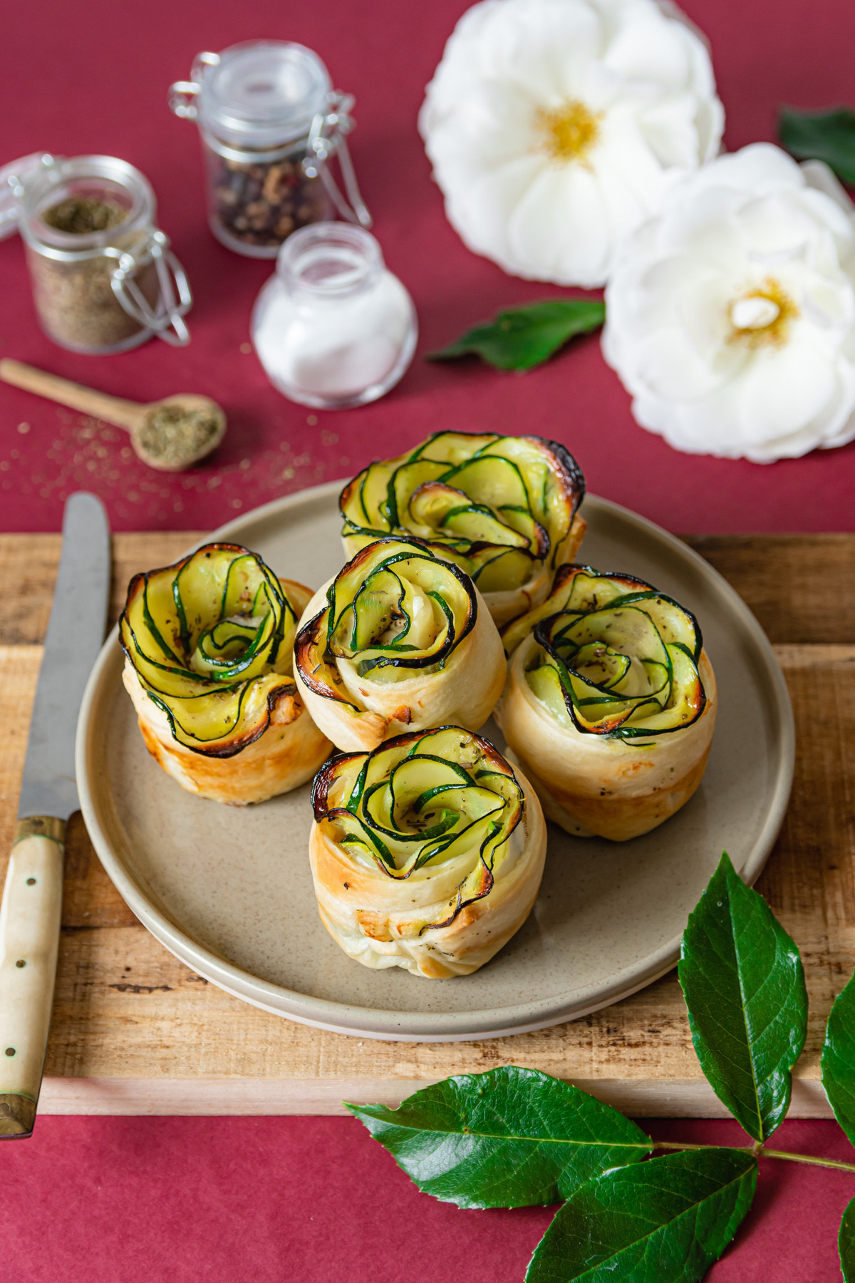 Roses de courgettes - recette fête des mères - Du Voyage à l'Assiette